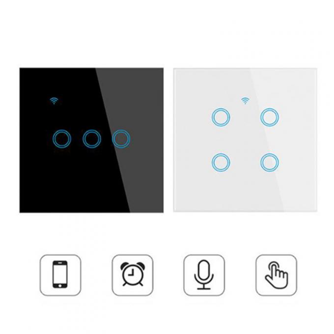 UK EU 4 Gangs Touch Screen Smart Switch Panel Wireless Light Switch